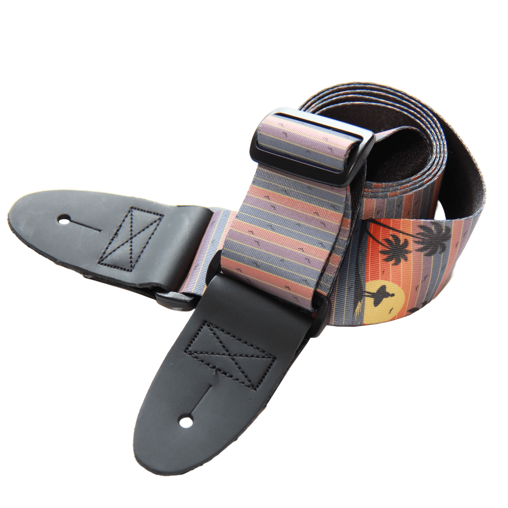 Shoreline Fade – Retro Sunset Surf Guitar Strap (2" Sublimated Polyest ...